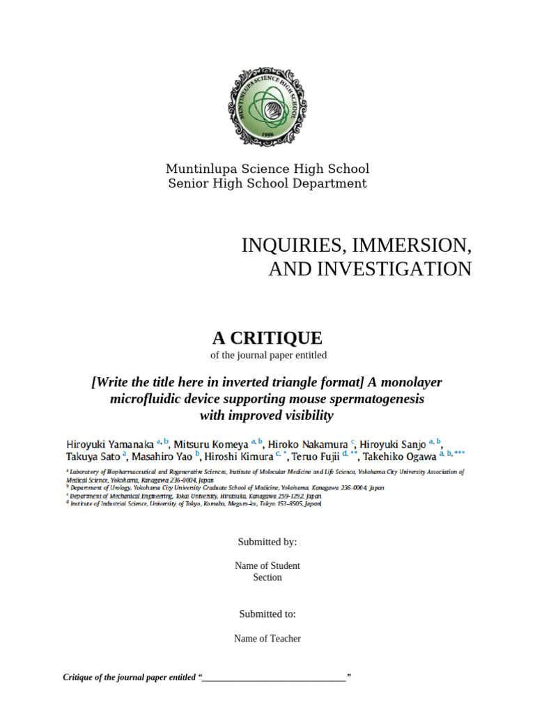 Critique Paper Format | PDF | Science