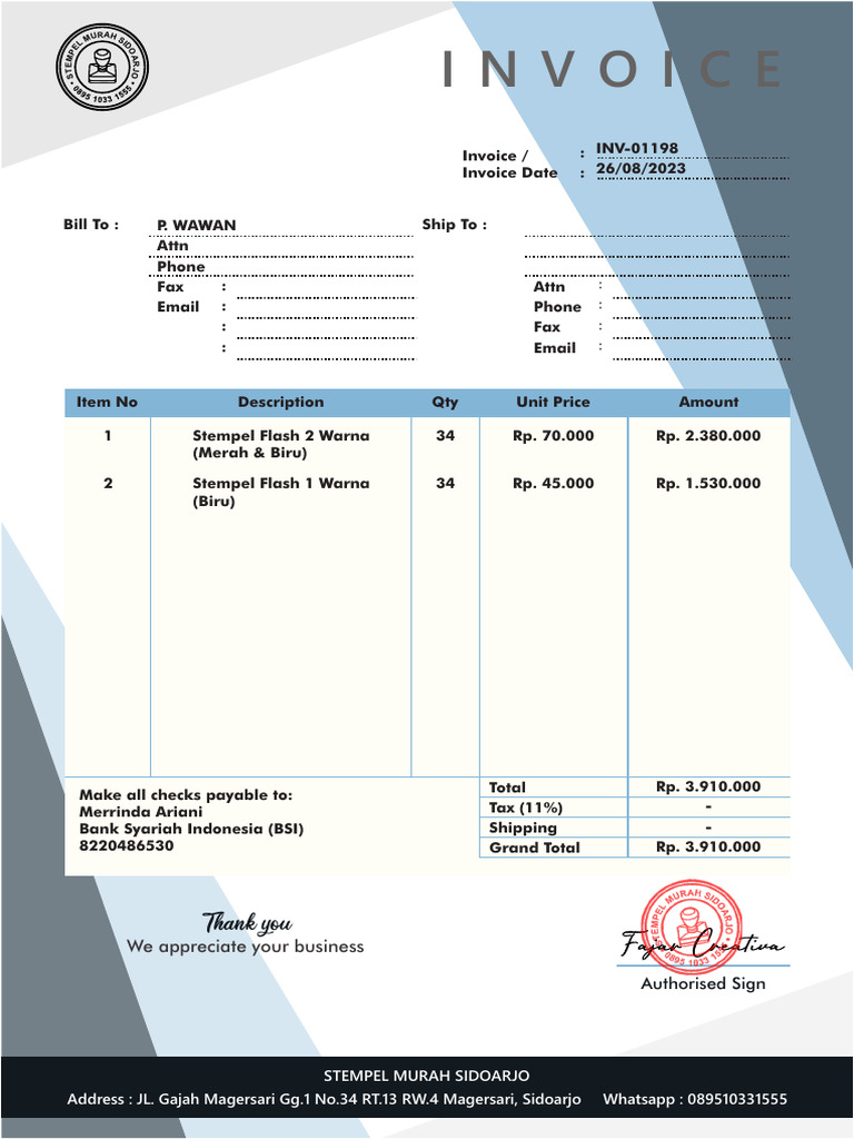 INV - P. WAWAN - STEMPEL FLASH 68 PCS | PDF