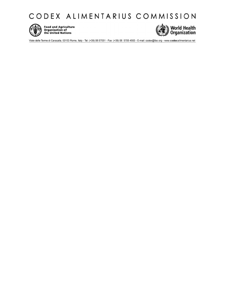 Codex Report Pdf World Health Organization Food And Agriculture