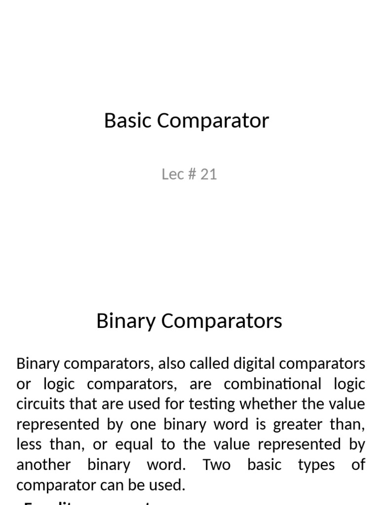 Lec 22 Basic Comparators | PDF