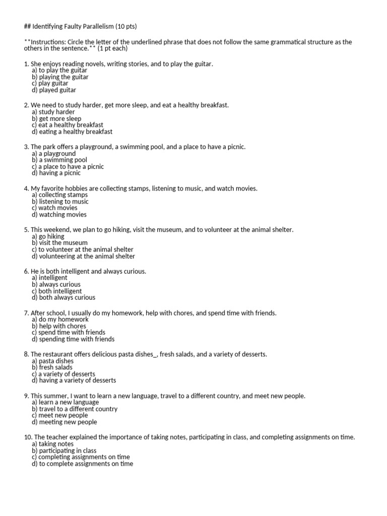 Parallelism Test | PDF