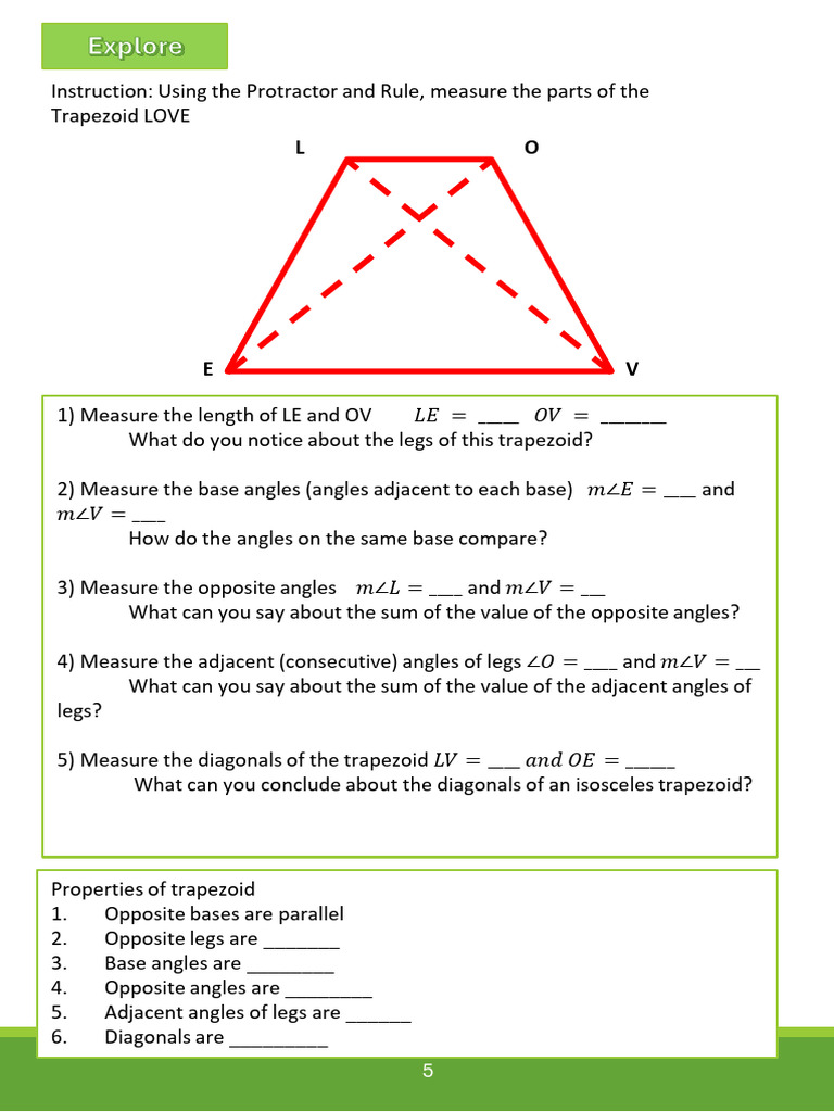 Innovation - SIM - Properties of Trapezoid (Measuring Only) | PDF