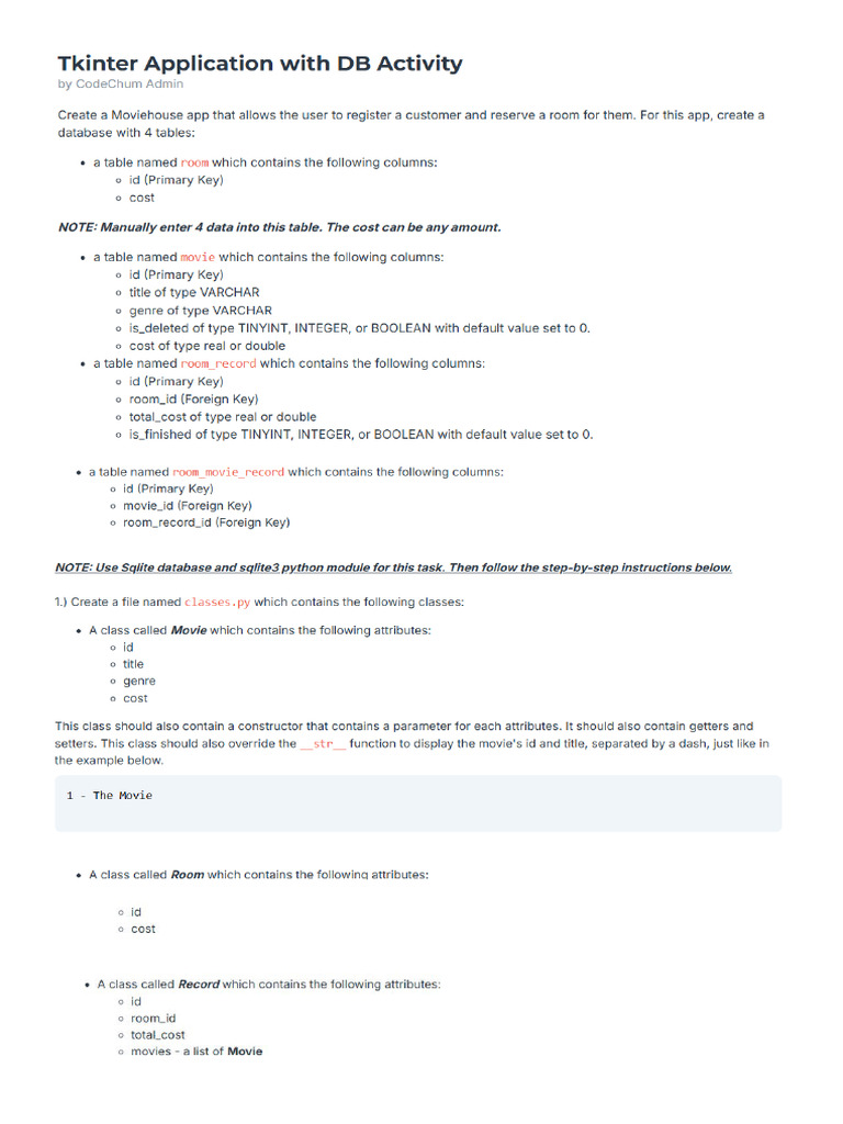 Tkinter Application with DB Activity | PDF