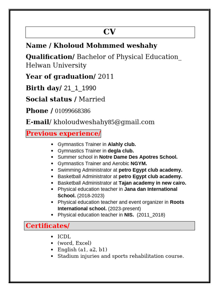 Cv Kholoud (1) | PDF