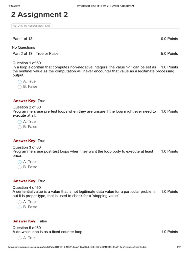 MOGALE - 2 - ICT1511-19-S1 - Online Assessment | PDF | Control Flow ...