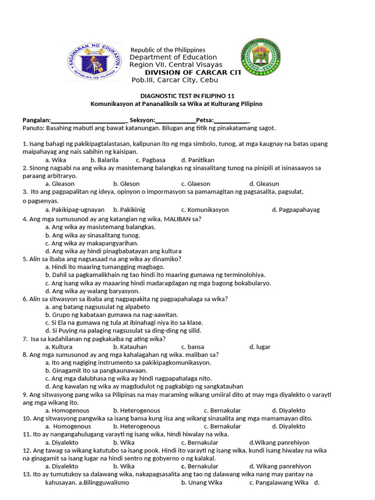 Filipino Grade 11 Komunikasyon | PDF