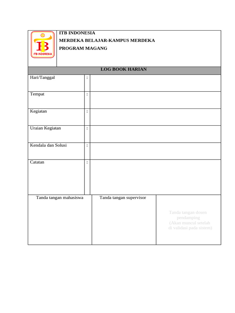 Format Logbook Harian Magang | PDF