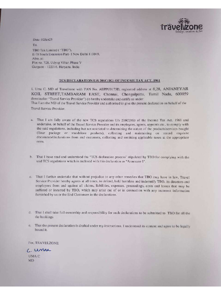 TBO - Declaration | PDF