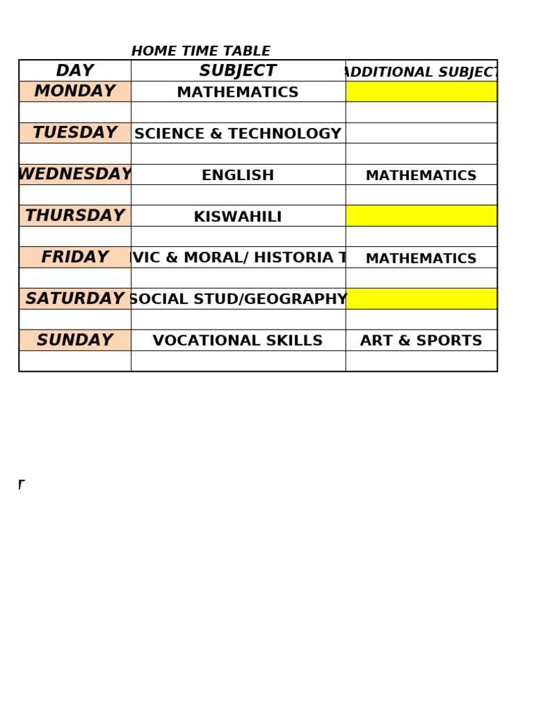 Time Table | PDF