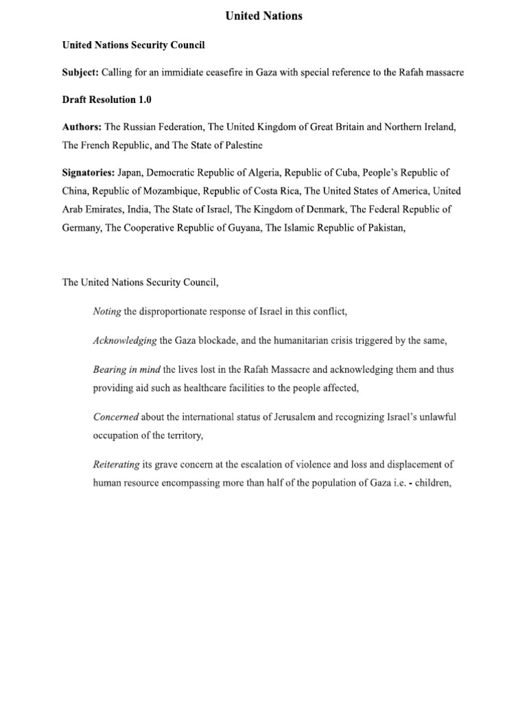UNSC Draft Resolution 1.0 | PDF
