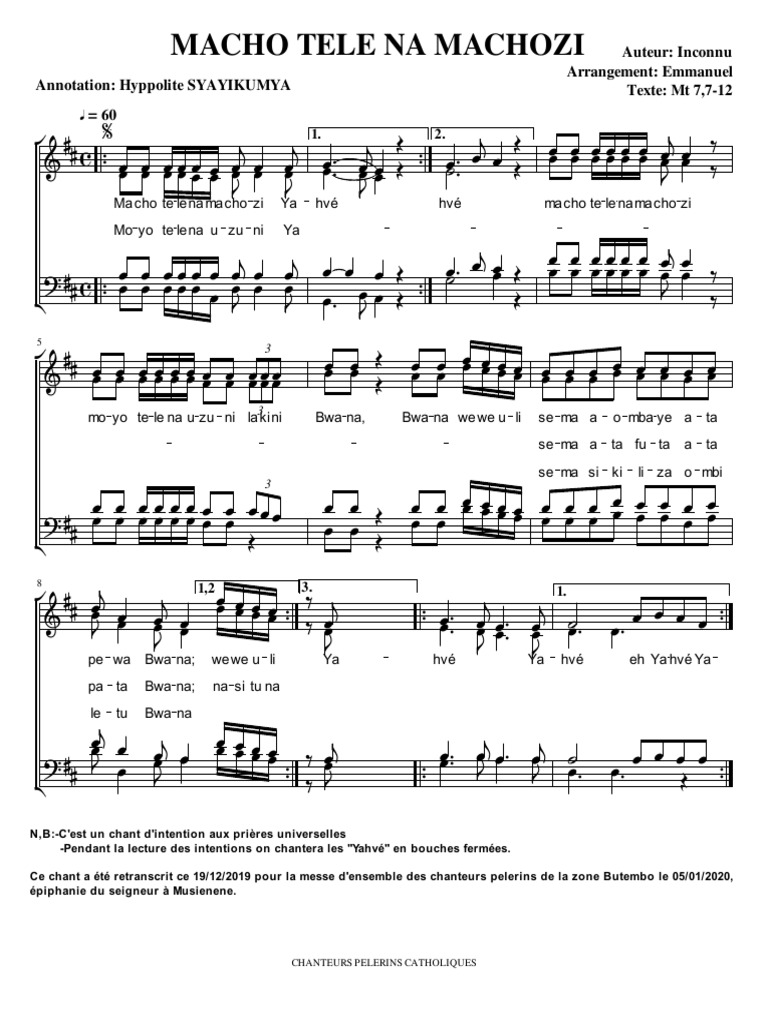 Macho Tele Na Machozi: Chant Liturgique | PDF
