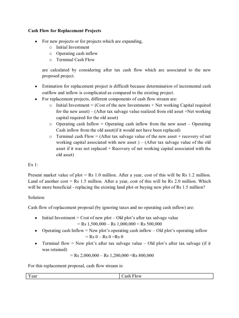 Cash Flow For Replacement Projects | Download Free PDF | Depreciation ...