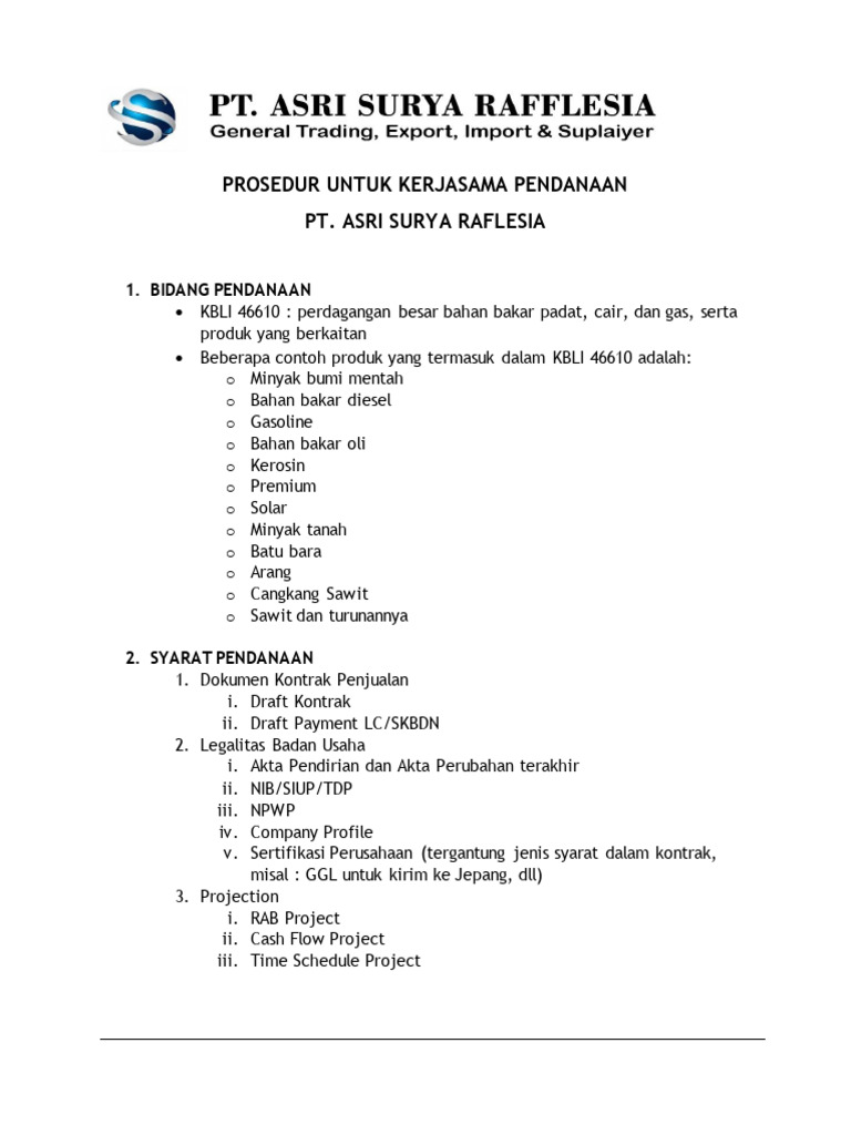 Prosedur Kerjasama Pendanaan PT ASRI | PDF