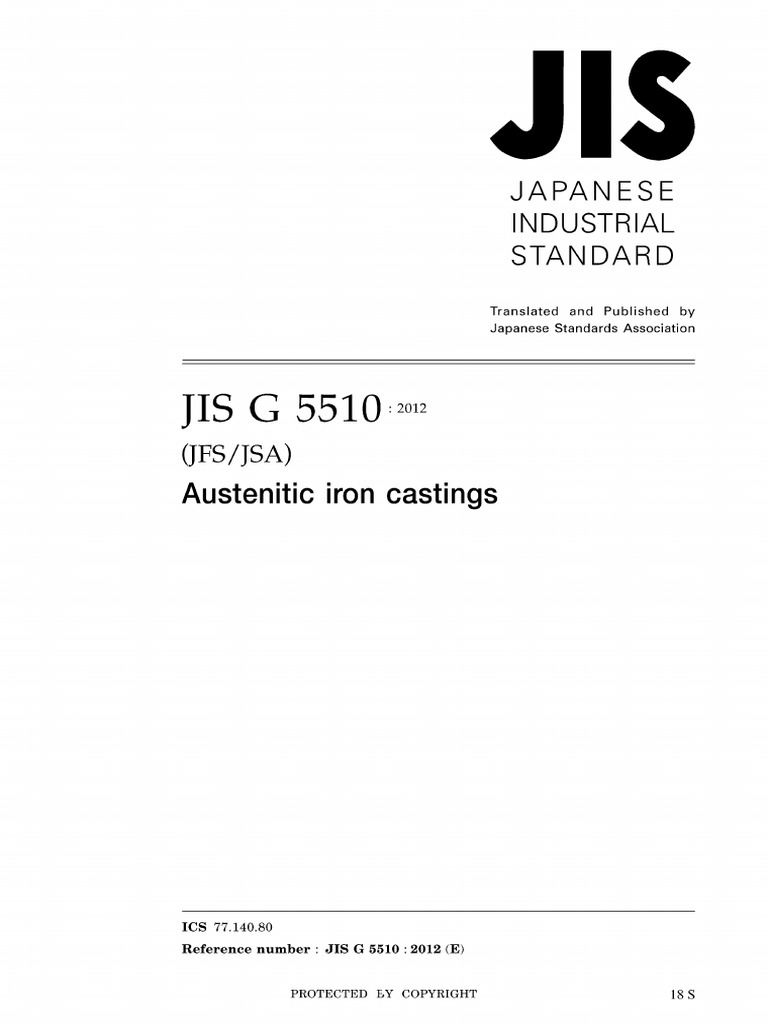 JIS G 5510:2012 Austenitic Iron Castings | PDF | Patent
