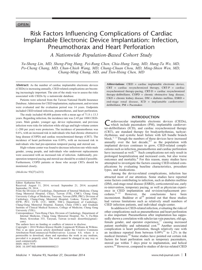 2014 PPM Infection and Complication | PDF | Artificial Cardiac Pacemaker | Heart