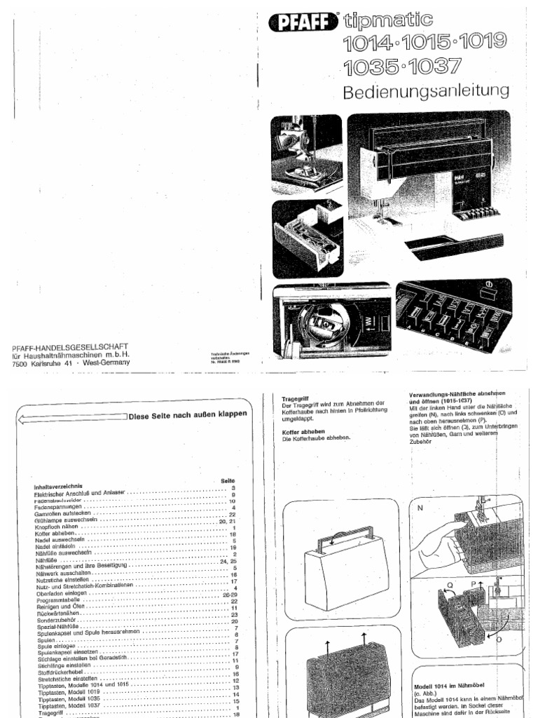 Anleitung Pfaff Tipmatic 1011 1014 1015 1019 1035 1037 | PDF