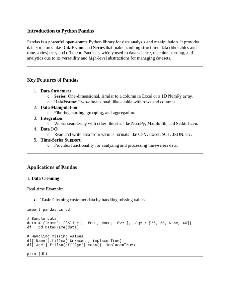 Python Pandas | PDF | Comma Separated Values | Computer Programming Python Pandas | PDF | Comma Separated Values | Computer Programming