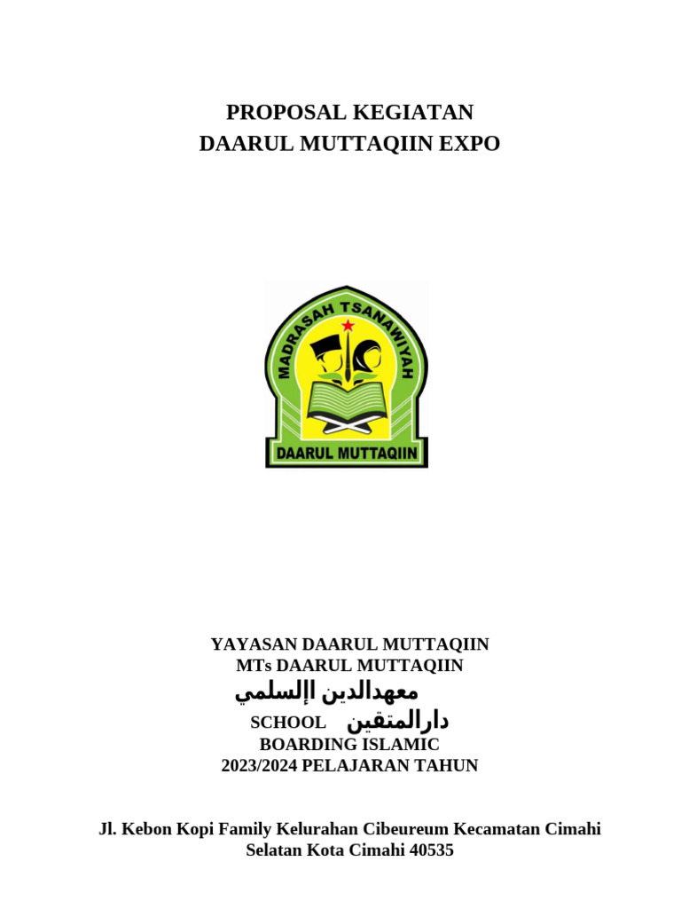 PROPOSAL - KEGIATAN - MTS - DAARUL - MUTTAQIIN Expo | PDF