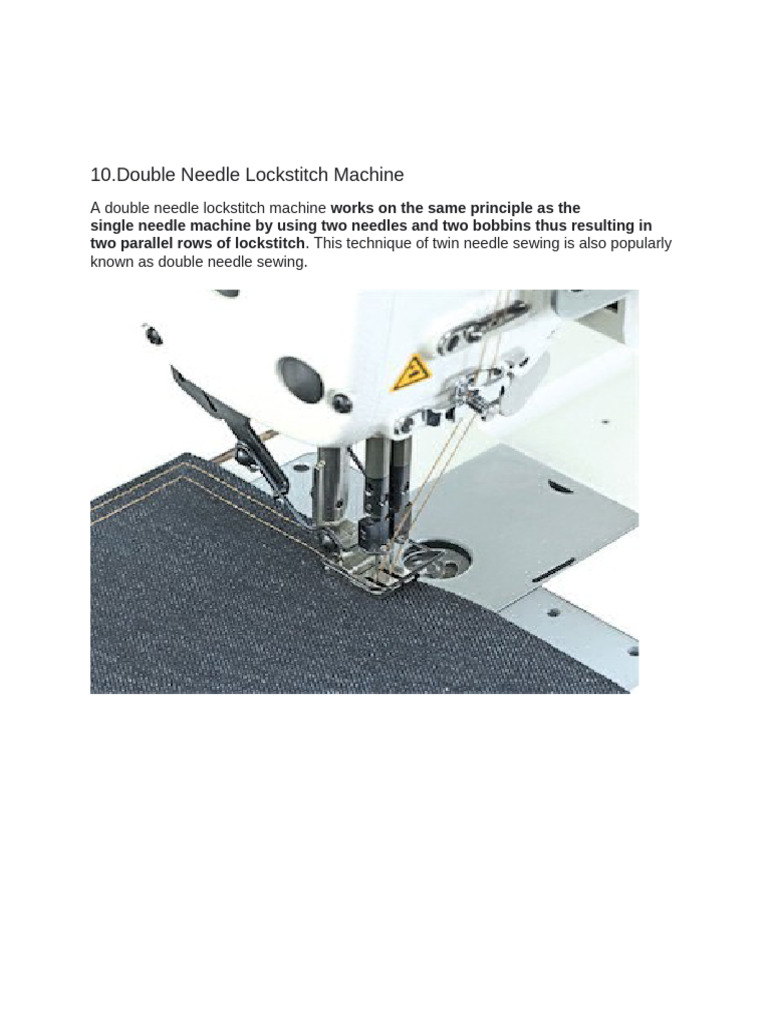 Double Needle Lock Stitch Machine | PDF
