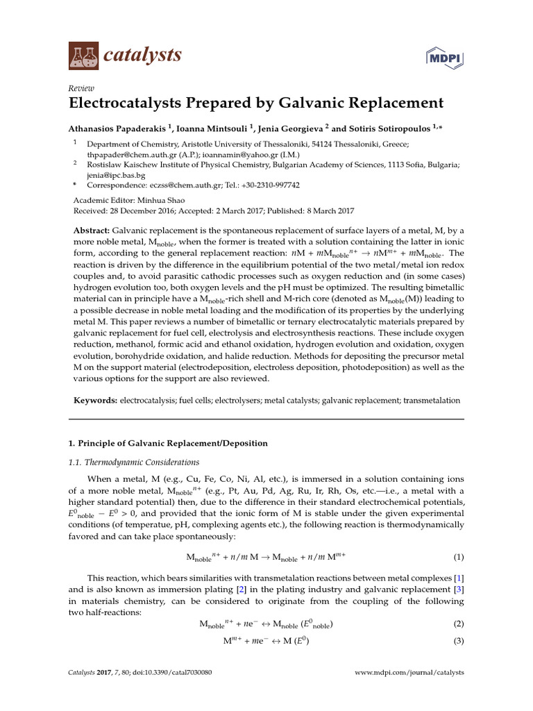 Electrocatalysts via Galvanic Replacement | PDF | Redox | Corrosion