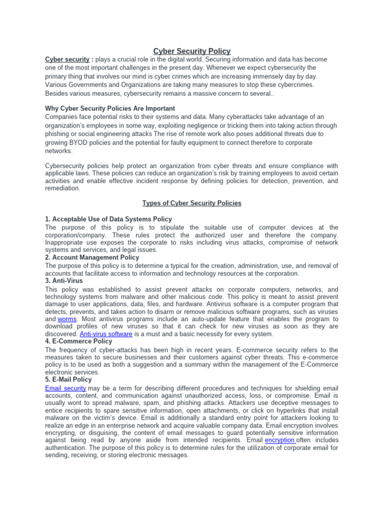 Unit - 4 Cyber Security Policy | PDF | Security | Computer Security