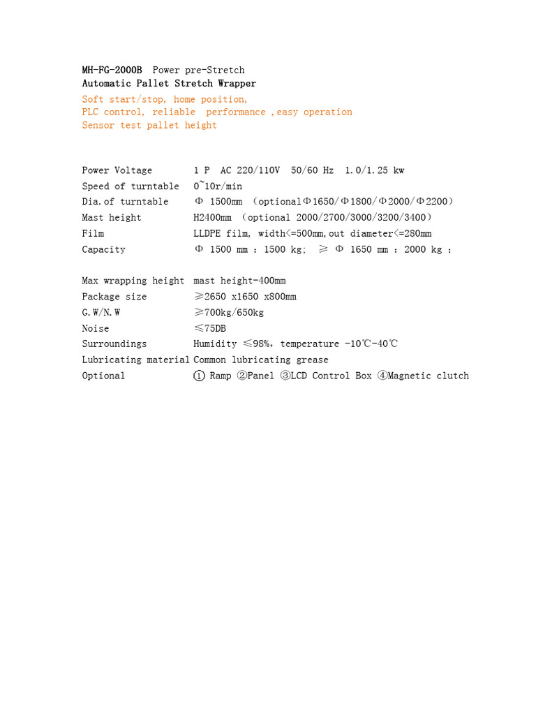 MH-FG-2000B Specification | PDF