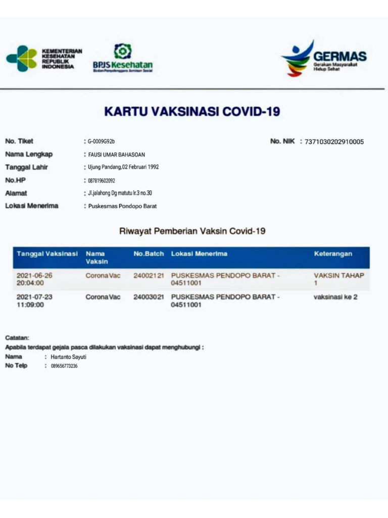 surat vaksin fausi | PDF