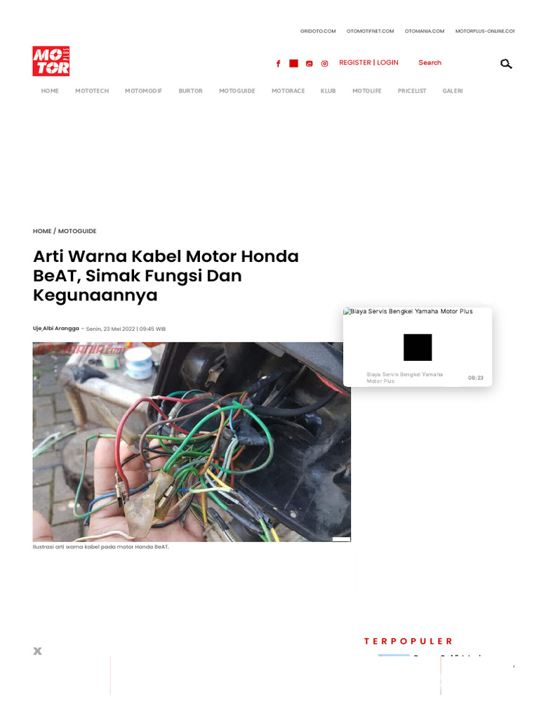 Arti Warna Kabel Motor Honda BeAT, Simak Fungsi Dan Kegunaannya ...