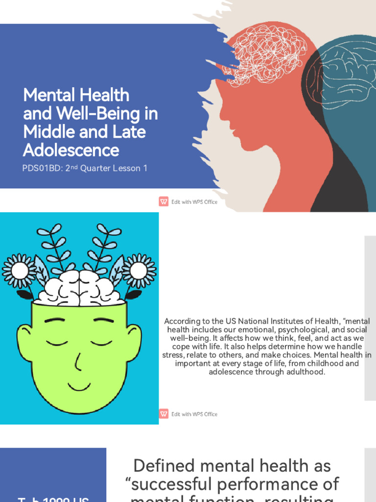 PDS01BD Q2 Lesson 1 - Mental Health and Well Being 2 (1 ...