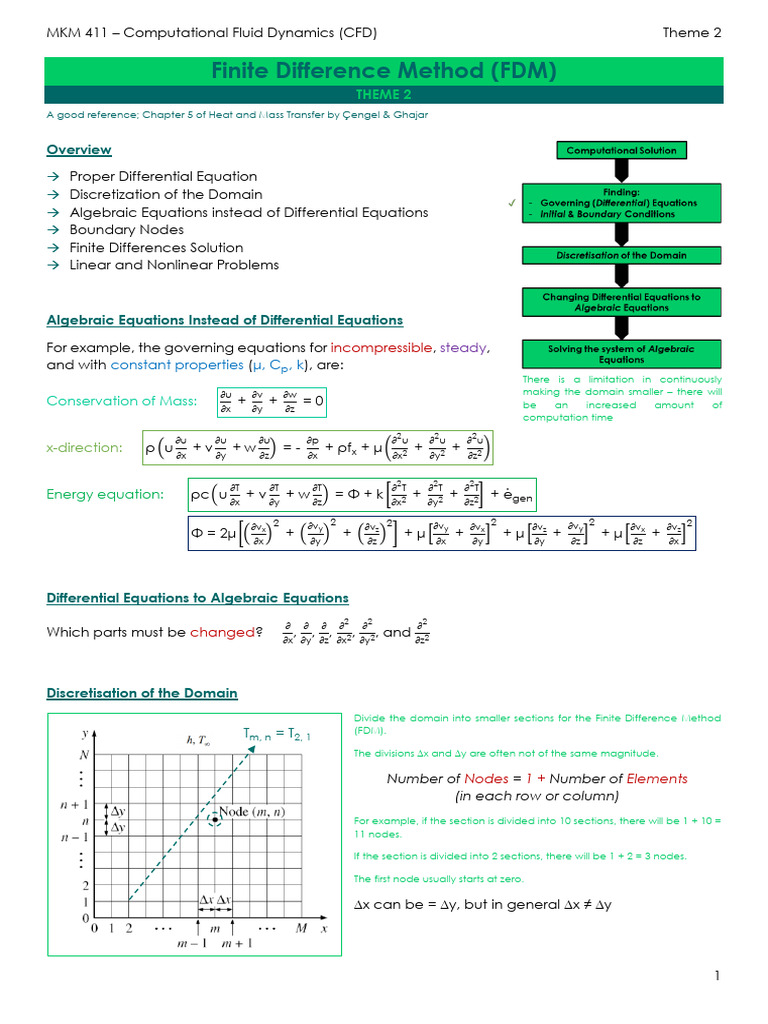 Theme 2 Finite Difference Method (FDM) | PDF | Computational Fluid Dynamics | Equations