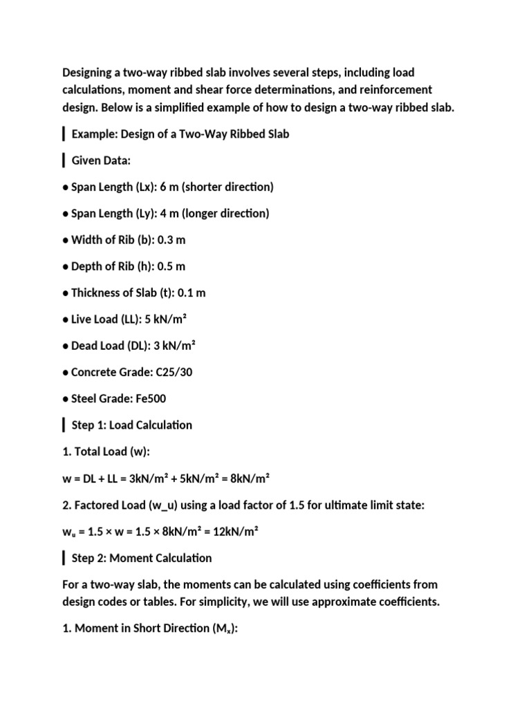 Two-Way Ribbed Slab Design Guide | PDF | Building Engineering ...