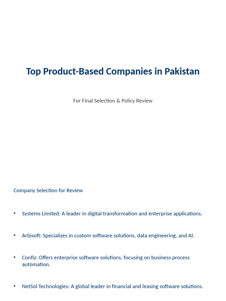 Top Tech Companies in Pakistan | PDF