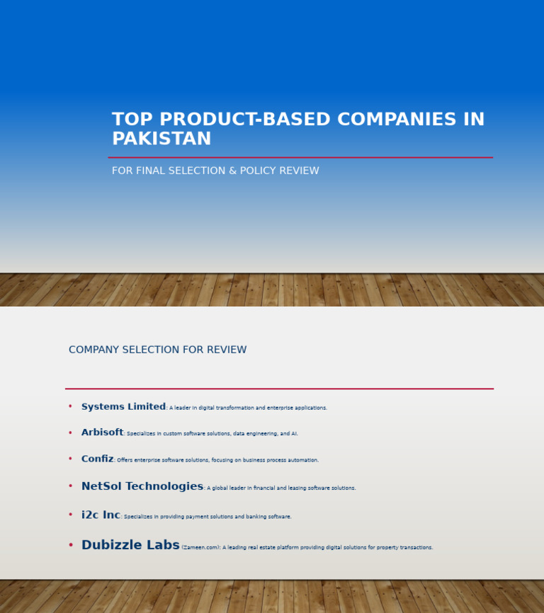 Top Product Companies in Pakistan | PDF