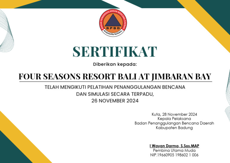 Sertifikat BPBD | PDF