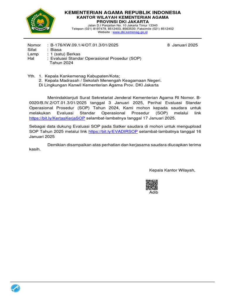Evaluasi Standar Operasional Prosedur (SOP) - 1 | PDF