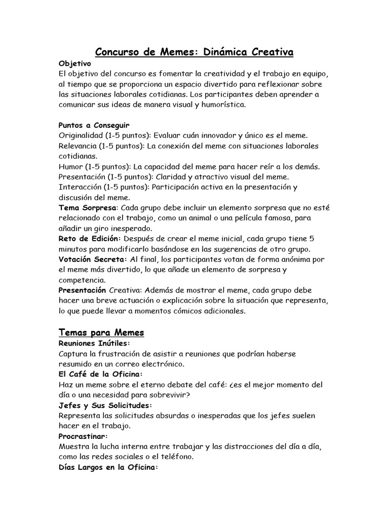 Concurso de Memes Laborales | PDF