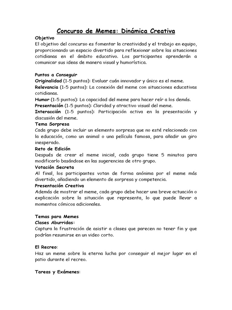 Concurso de Memes Educativos Creativos | PDF