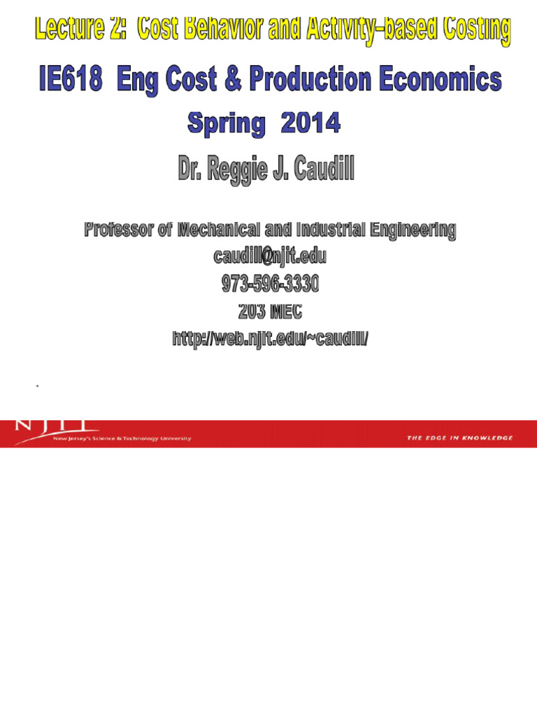 Lecture 2-Cost Behavior and ABC | PDF | Business Economics | Economics