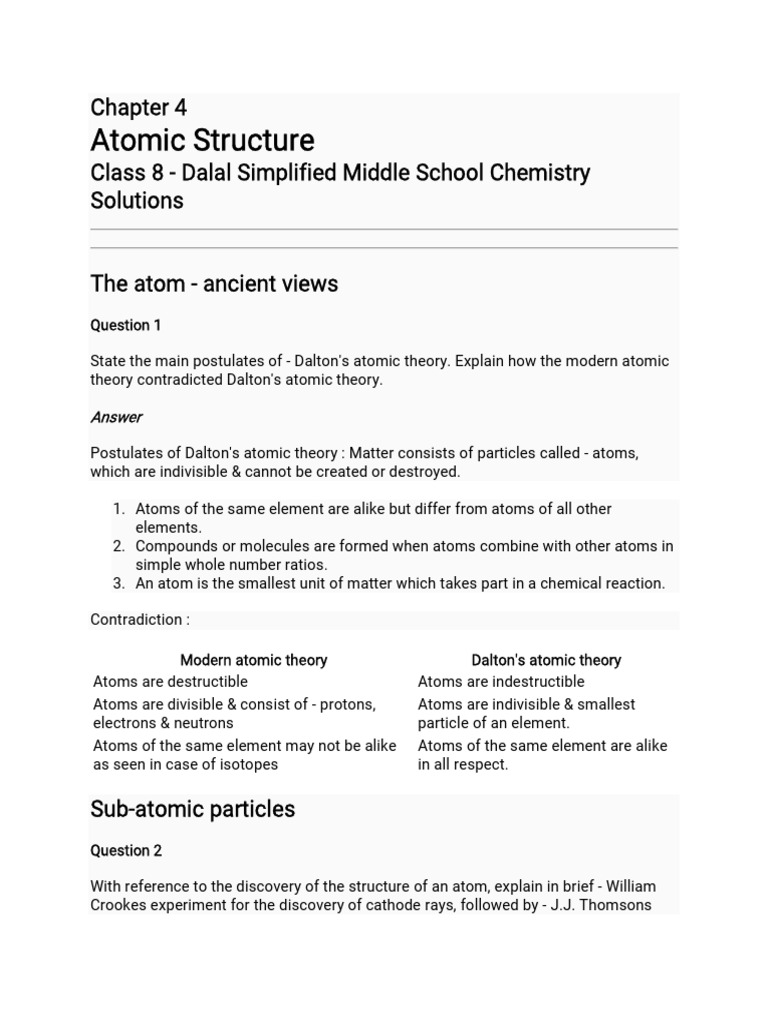 Chapter 4 Atomic Structure Pdf Atoms Proton