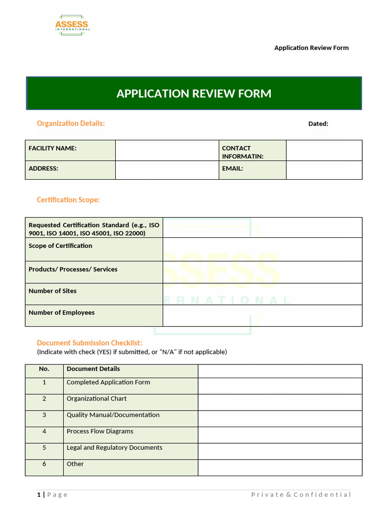 Application Review Form | PDF