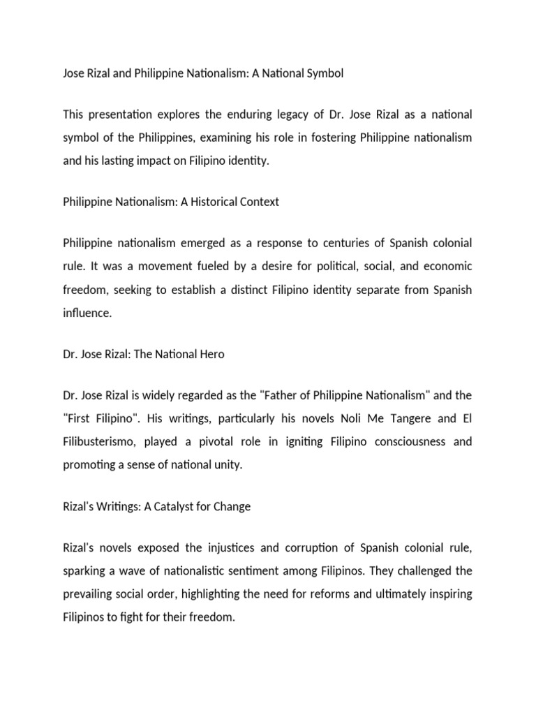 Jose Rizal and Philippine Nationalism A National Symbol | PDF | Philippines | Nationalism