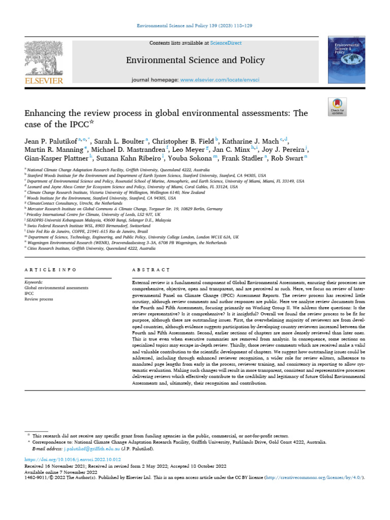 Enhancing The Review Process in Global Environmental 2023 Environmental ...