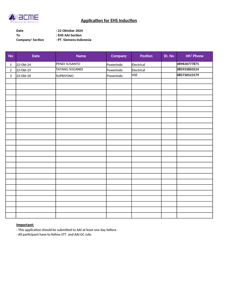 Application Induction Form - 21 Okt24 | PDF