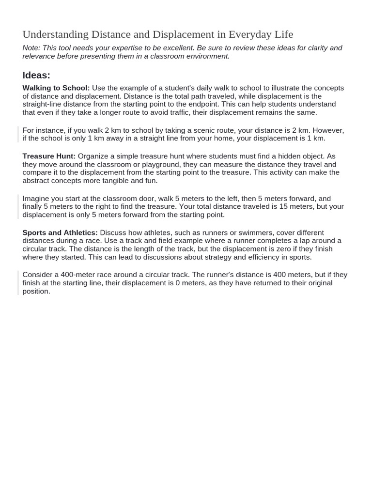 Understanding Distance and Displacement in Everyday Life | PDF