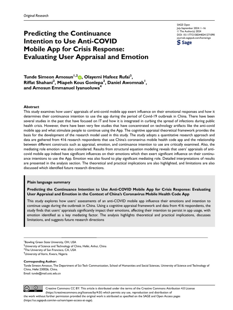 Predicting The Continuance Intention To Use Anti-C | PDF | Emotions | Likert Scale