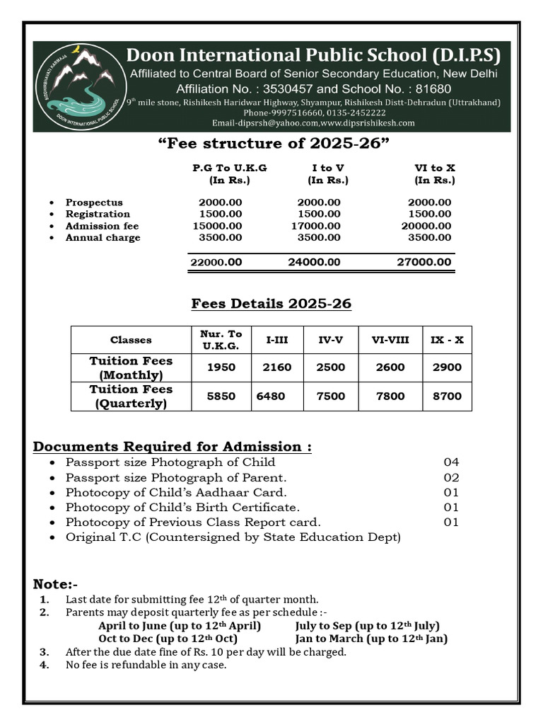 2025-26 School Fee Structure Breakdown | PDF | Services (Economics ...