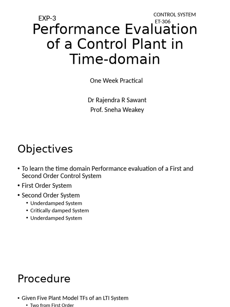 Exp_3_To Study the Time Domain Performance of a Control-Plant | PDF