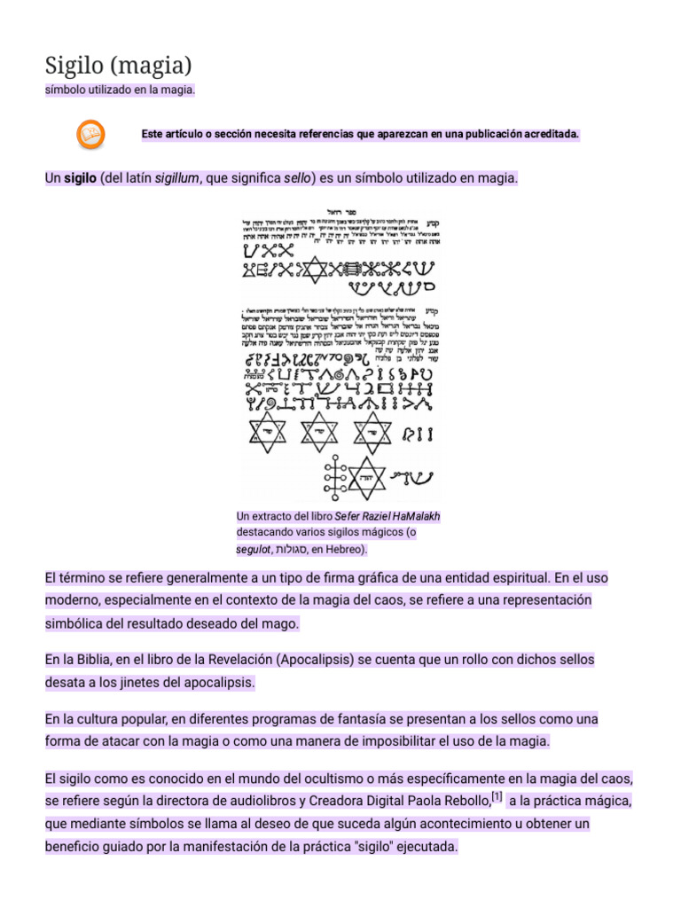 Sigilo (Magia) - Wikipedia, La Enciclopedia Libre | PDF