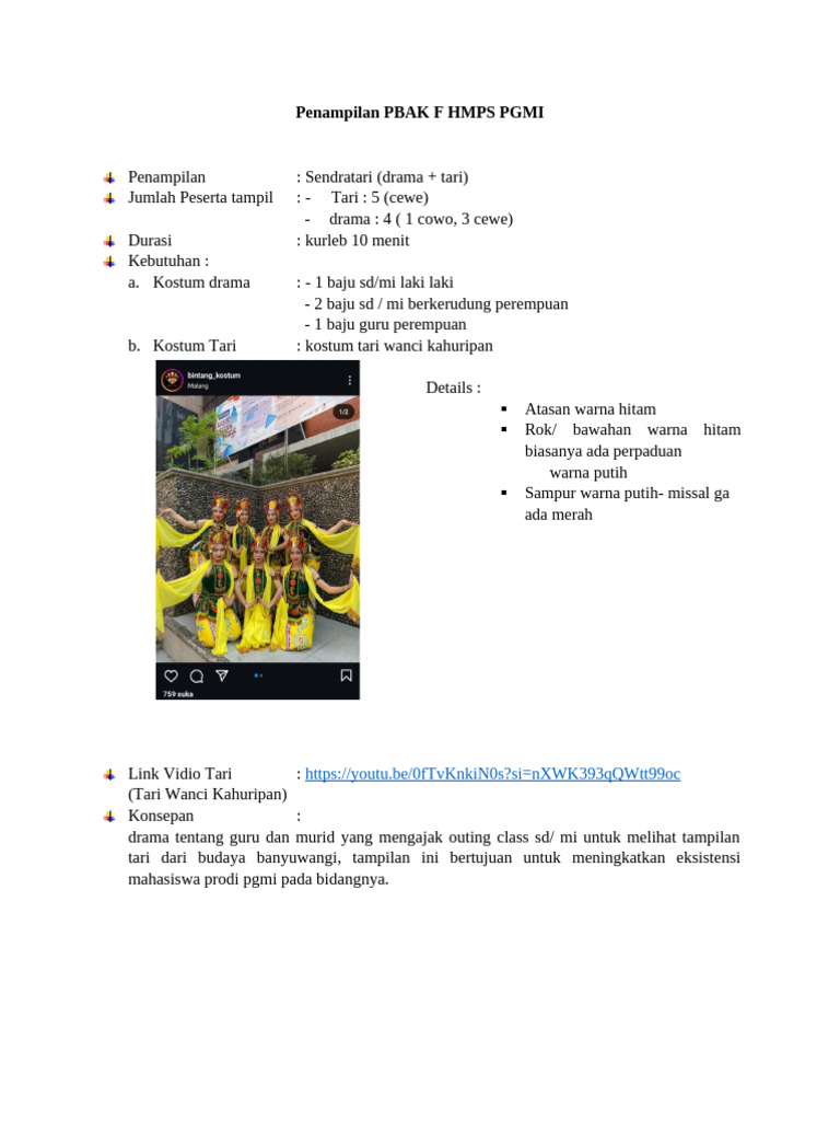 Rancangan Penampilan PBAK F HMPS PGMI | PDF