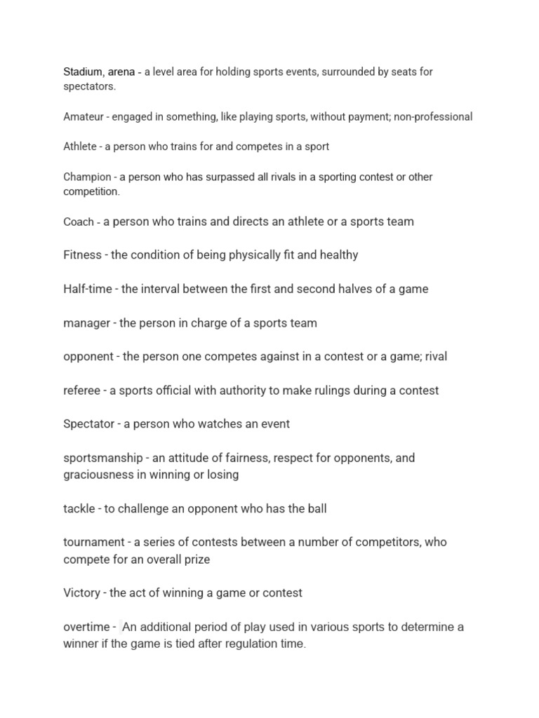 English Sports Vocab | PDF